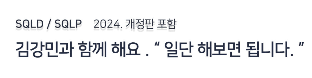 김강민 SQLD / SQLP – 쏭즈캠퍼스